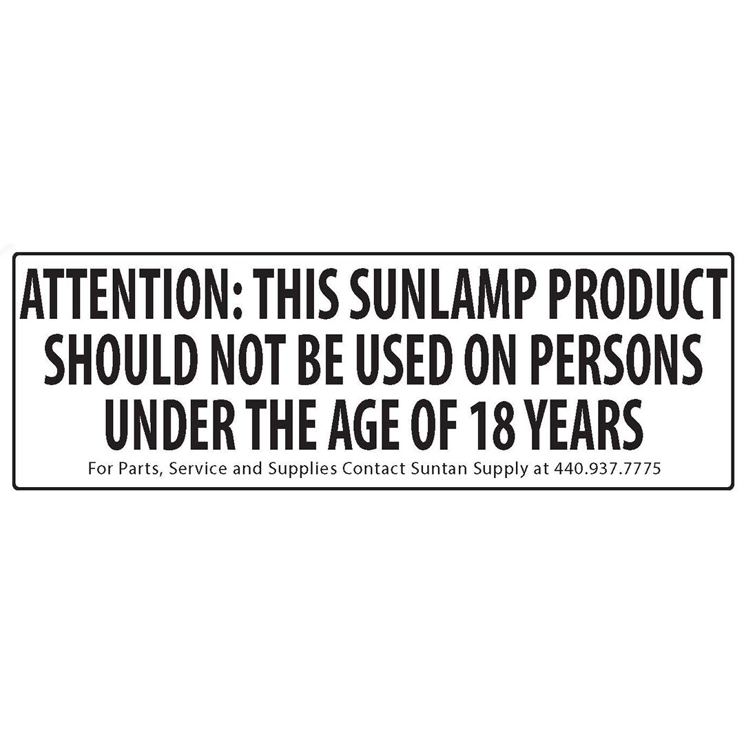 Suntan Supply Under 18 Tanning Bed Warning Label - Suntan Supply